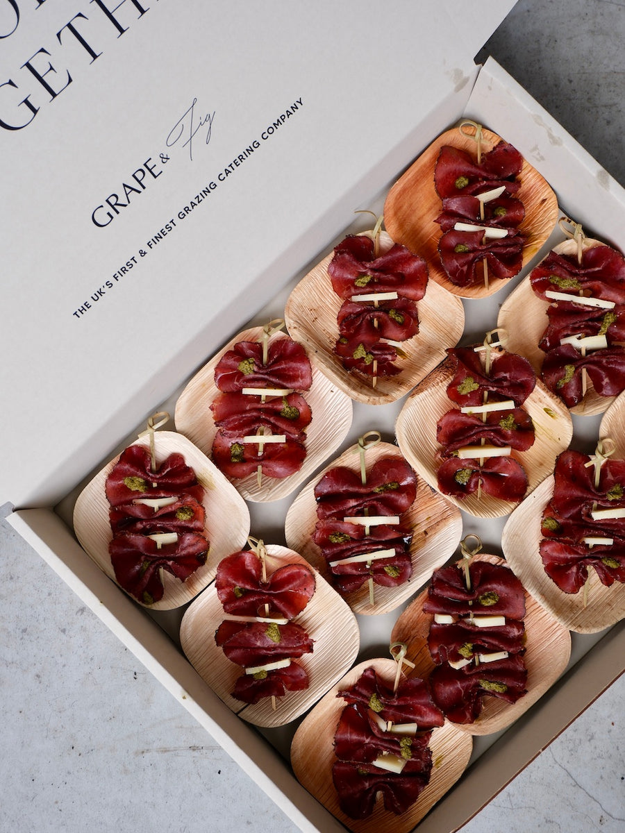 Bresaola, Pecorino & Pesto Canapés – GRAPE & Fig